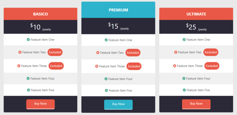 Elementor Pricing Table - Plugin Devs